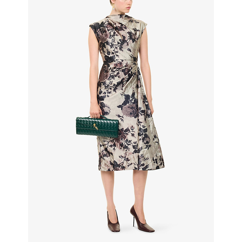 ERDEM Floral Draped Midi Dress